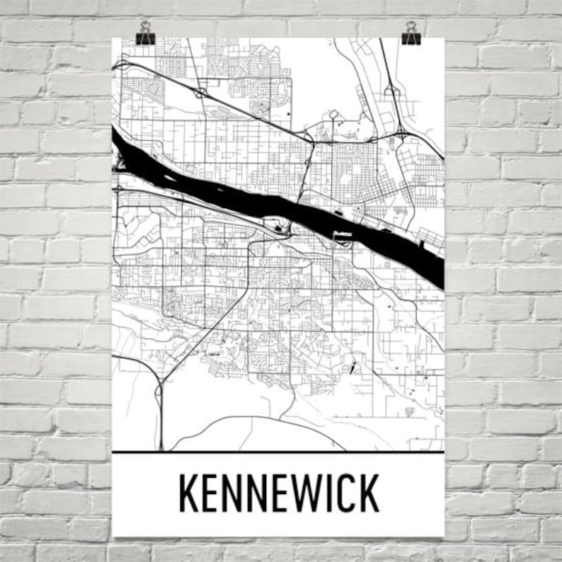 Kennewick WA Map Tri-cities Art Kennewick Print Kennewick - Etsy