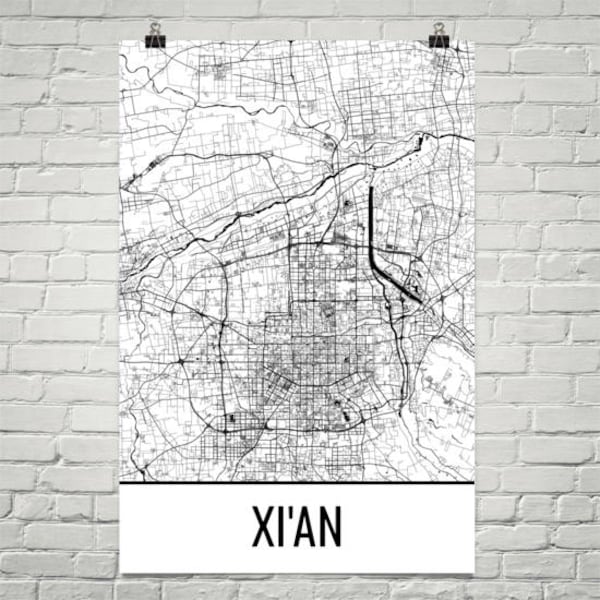 Xi'an China Map Art - Etsy