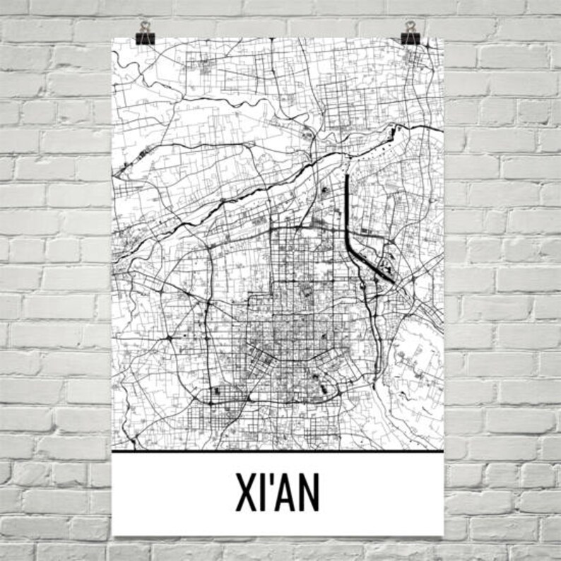 Xi'an Map Xi'an Art Xi'an Print Xi'an China | Etsy