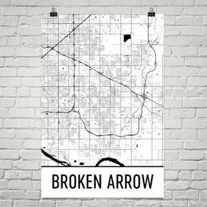 Broken Arrow Map, Broken Arrow Art, Broken Arrow Print, Broken Arrow OK ...
