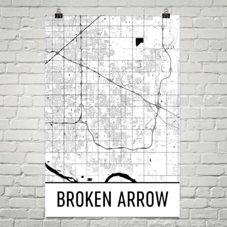 Broken Arrow Map Broken Arrow Art Broken Arrow Print Broken - Etsy