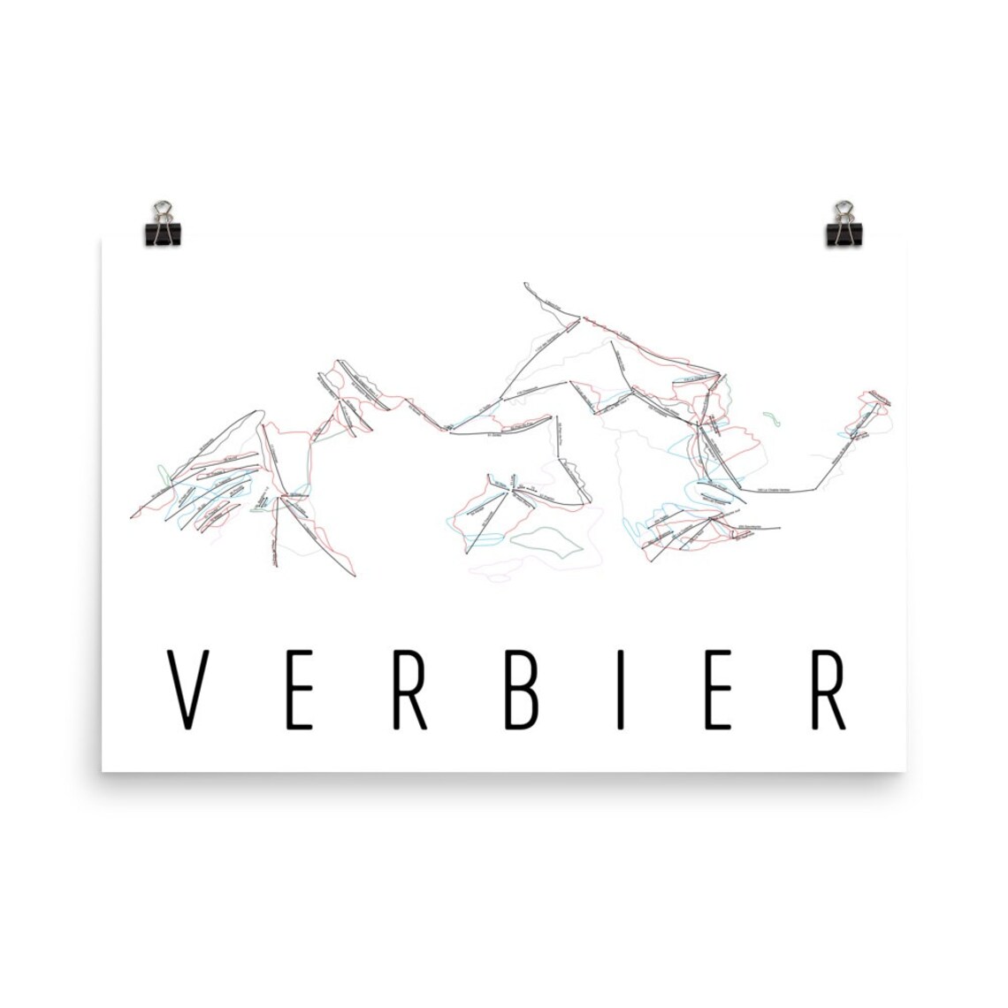 Verbier Ski Map Art Verbier Switzerland Verbier Trail Map - Etsy UK