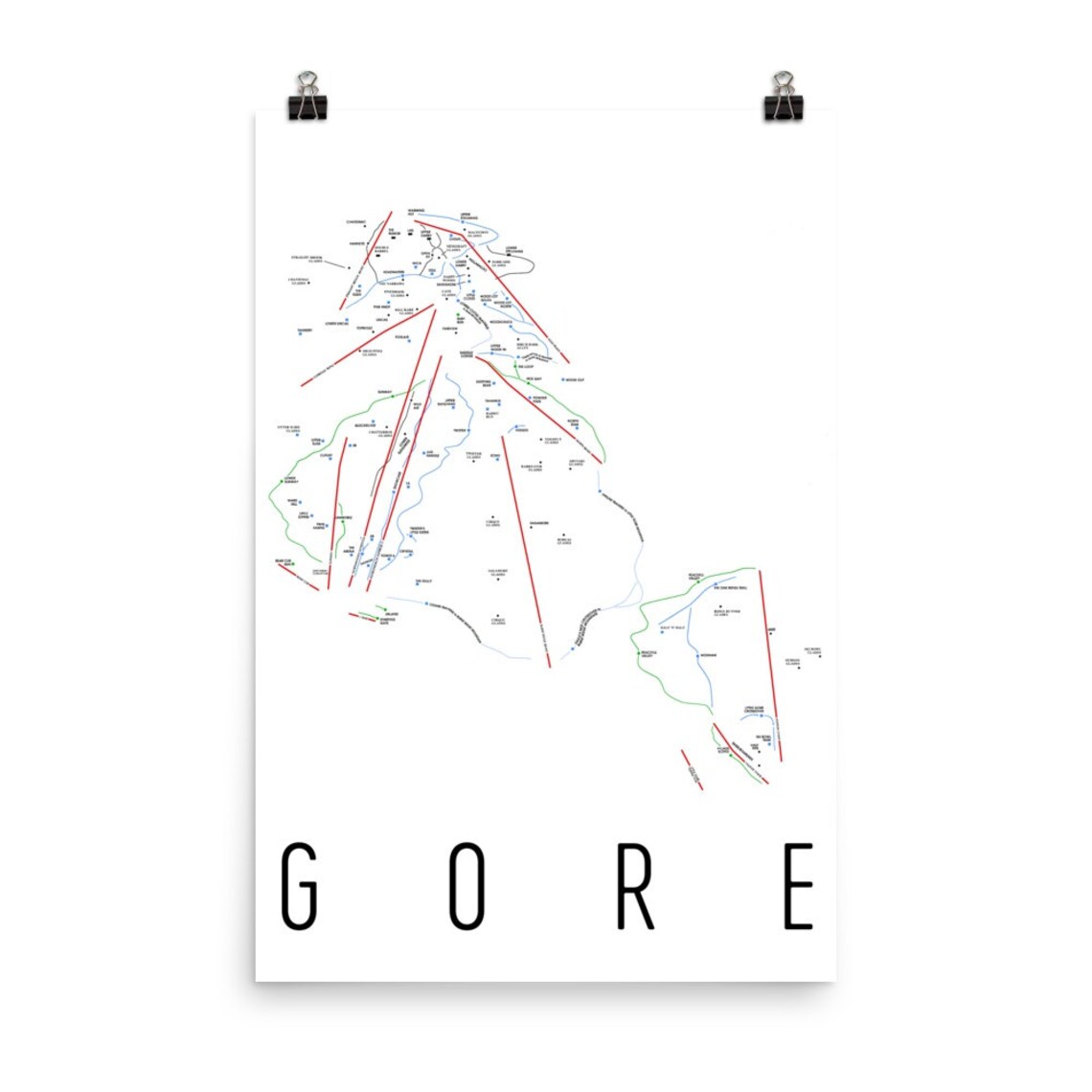 Gore Mountain Ski Map Art Gore NY Gore Trail Map Gore Ski - Etsy