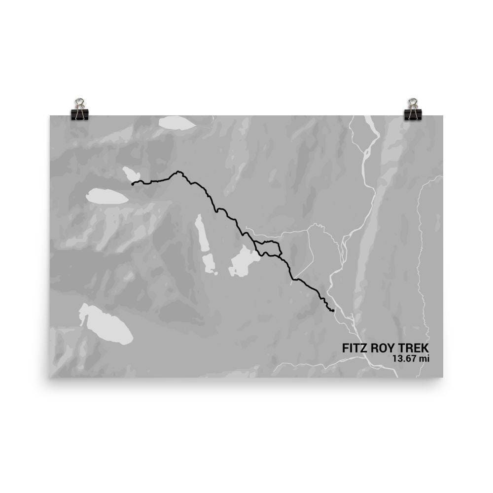 Fitz Roy Trek Map Mount Fitz Roy Print Patagonia Argentina - Etsy México