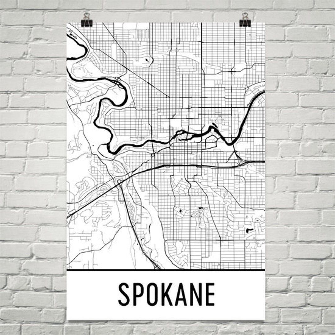 Spokane Map, Spokane Art, Spokane Print, Spokane WA Poster, Spokane ...
