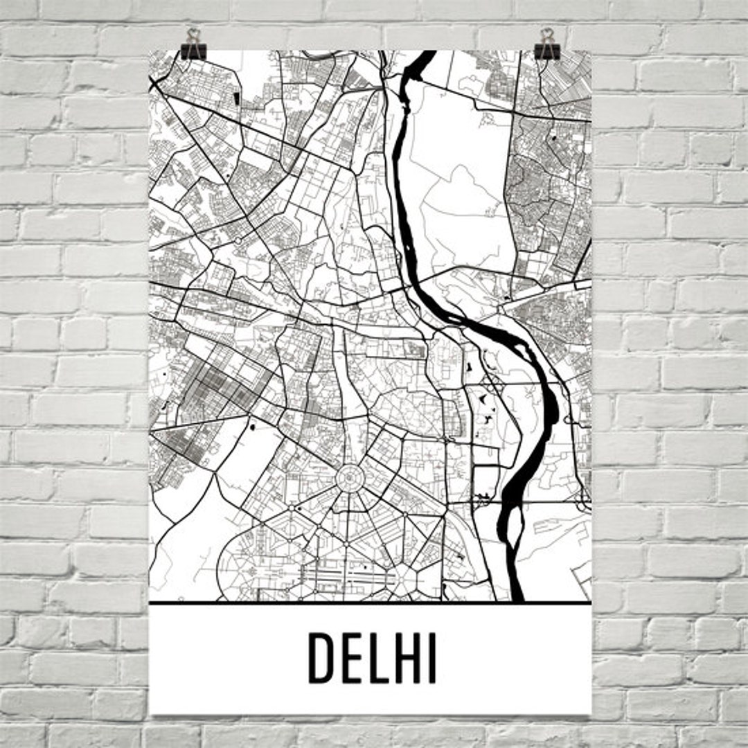 Delhi Map, Delhi Art, Delhi Print, Delhi India Poster, Delhi Wall Art ...