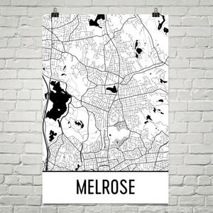 Melrose MA Map, Melrose Massachusetts Art, Melrose Print, Melrose ...