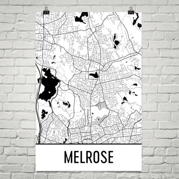 Melrose MA Map Melrose Massachusetts Art Melrose Print - Etsy