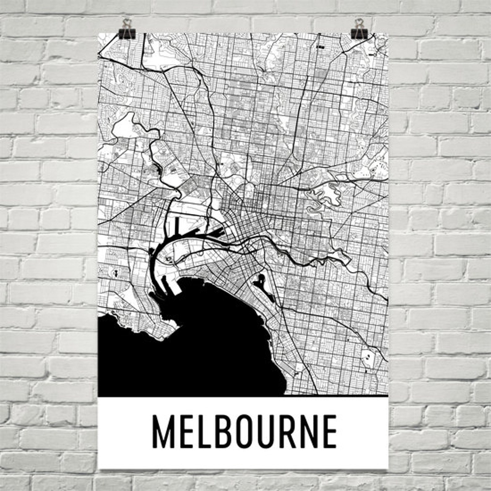 Melbourne Australia Map Art Print: Modern City Street Design - Etsy