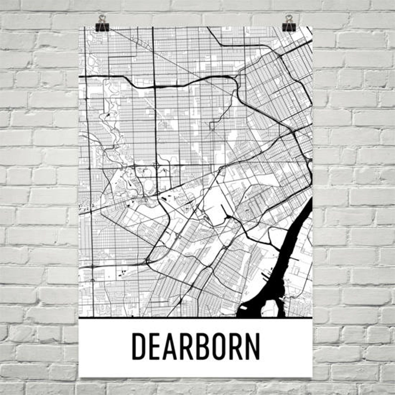 Dearborn Map Dearborn Art Dearborn Print Dearborn MI | Etsy