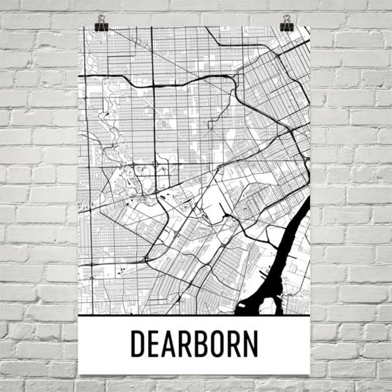 Dearborn Map Dearborn Art Dearborn Print Dearborn MI - Etsy