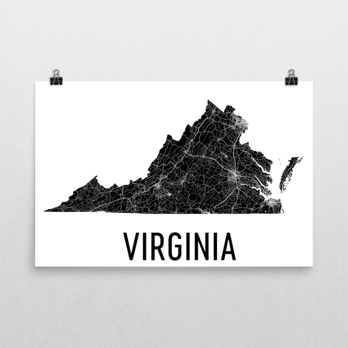 Virginia Map Virginia Art Virginia Print Virginia Wall Art - Etsy