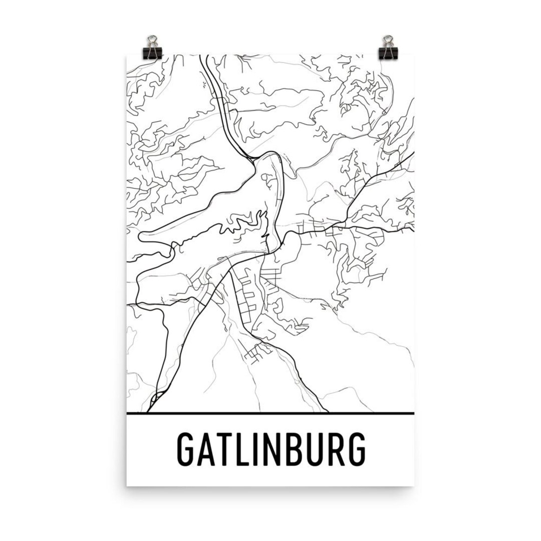 Gatlinburg Map, Gatlinburg Art, Gatlinburg Print, Gatlinburg TN Poster ...