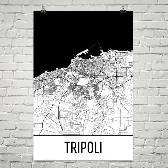 Mapa de Trípoli Trípoli arte impresión de Trípoli Trípoli - Etsy México