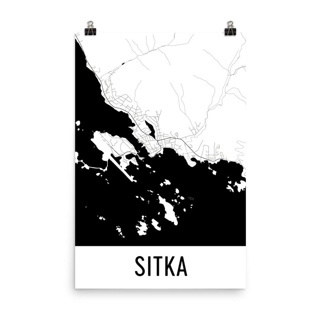 Sitka Map, Sitka Art, Sitka Print, Sitka Alaska Poster, Sitka Wall Art ...