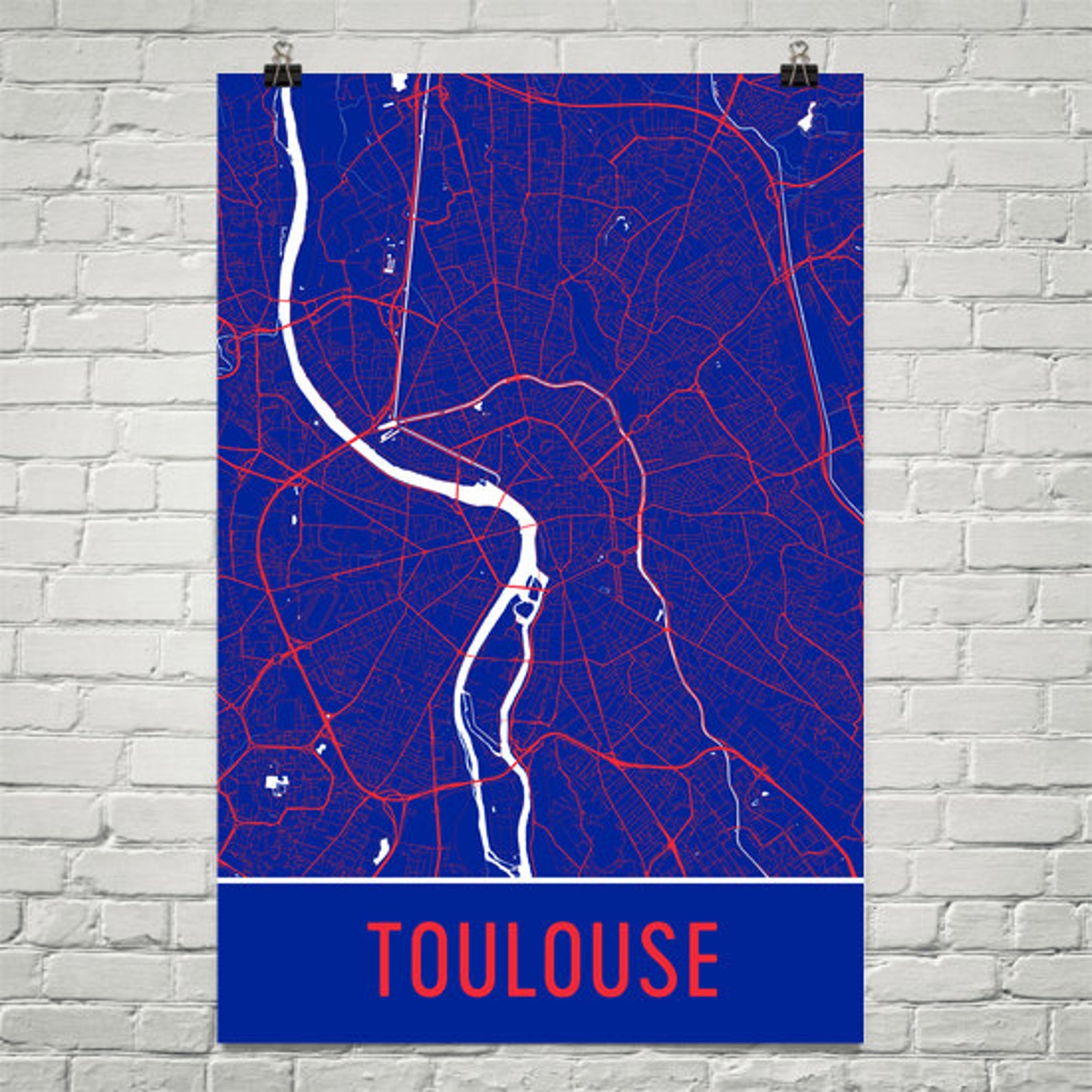 Toulouse Map Toulouse Art Toulouse Print Toulouse France - Etsy