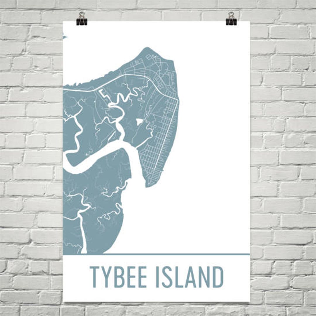 Tybee Island Map, Tybee Island Art, Tybee Island Print, Tybee Island ...