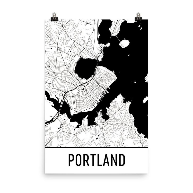 Portland Map Portland Maine Art Portland Print Portland ME - Etsy
