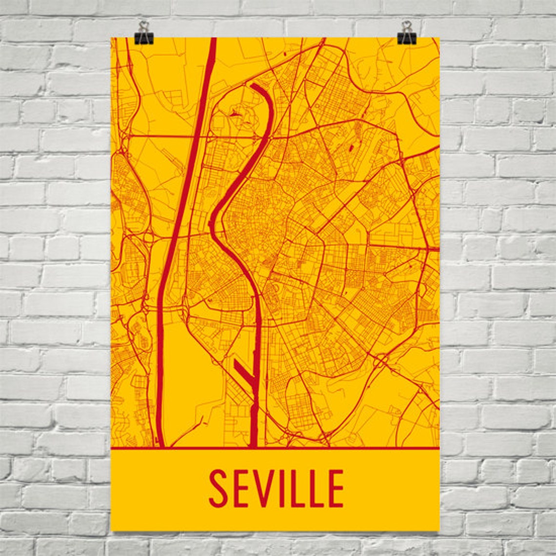 Seville Map Seville Art Seville Print Seville Spain Poster | Etsy