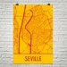 Seville Map, Seville Art, Seville Print, Seville Spain Poster, Seville ...