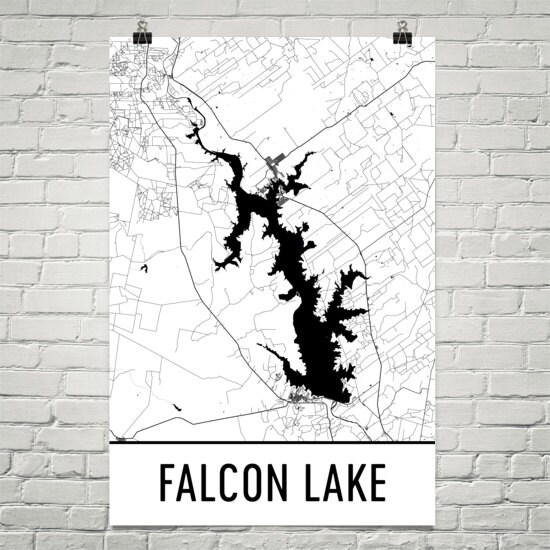 Falcon Lake Texas Map Art Print: Modern Lake House Decor - Etsy