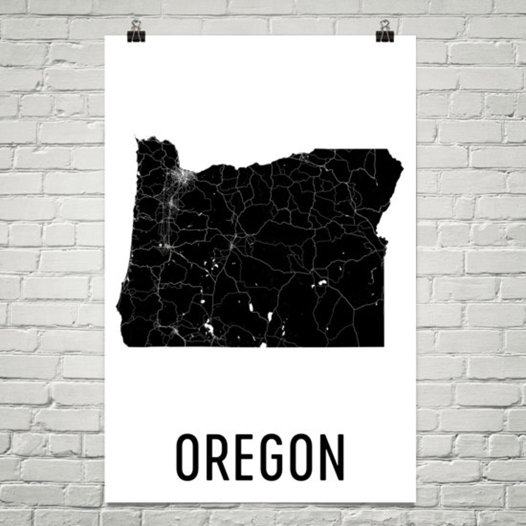 Oregon Map Art Print: Modern Street Map Poster - Etsy