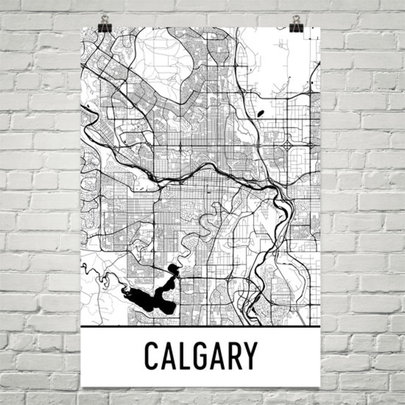 Calgary Map Calgary Art Calgary Print Calgary AB Poster | Etsy