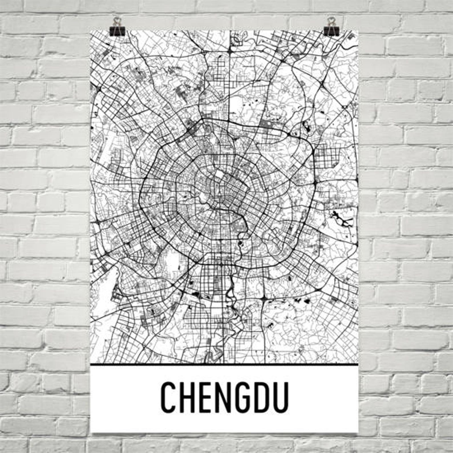 Chengdu Map Chengdu Art Chengdu Print Chengdu China Poster - Etsy