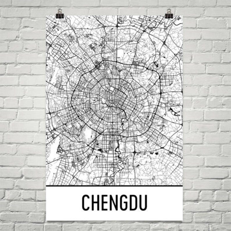 Chengdu Map Chengdu Art Chengdu Print Chengdu China Poster - Etsy