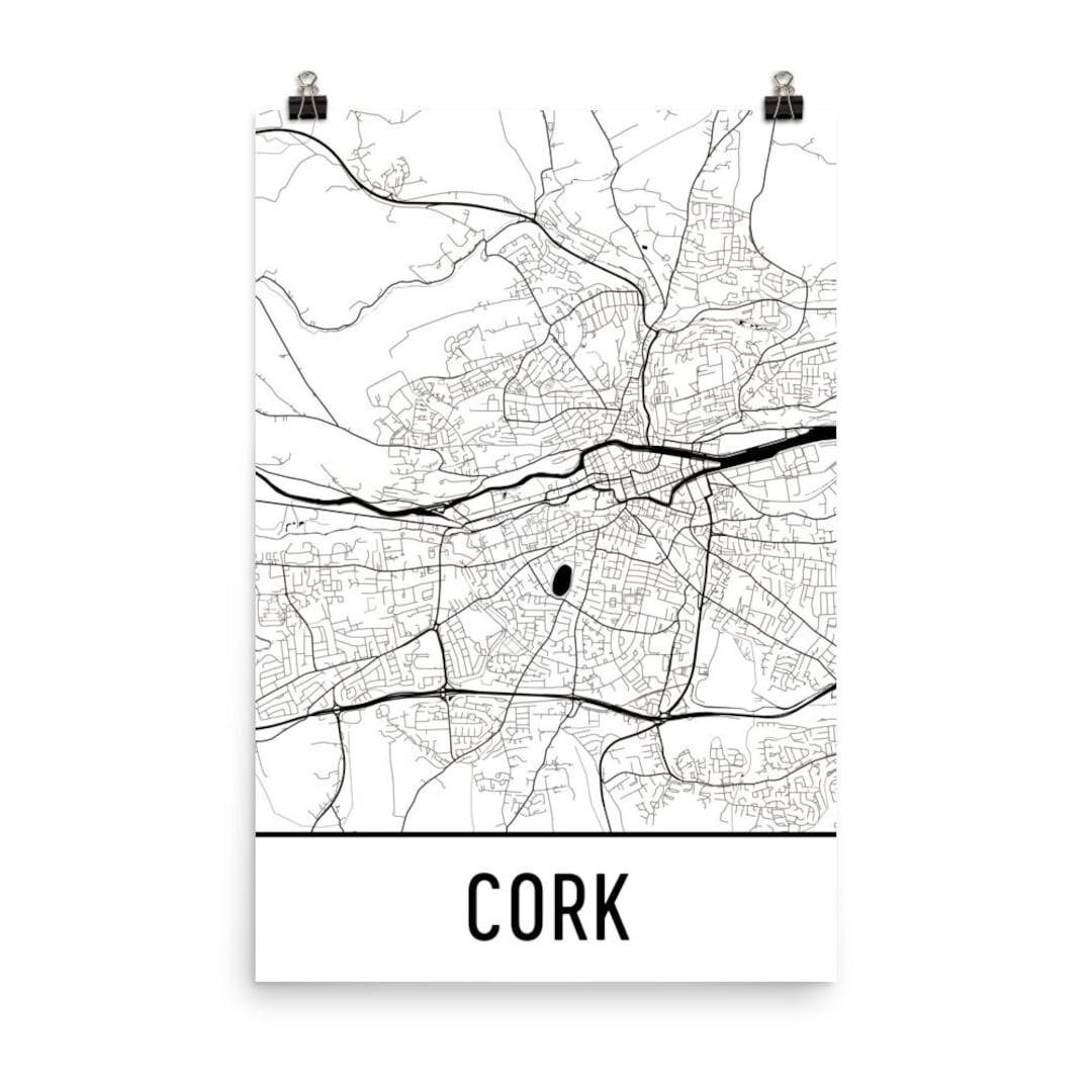 Cork Ireland Map, Cork Print, Cork Ireland Poster, Cork Wall Art, Map ...
