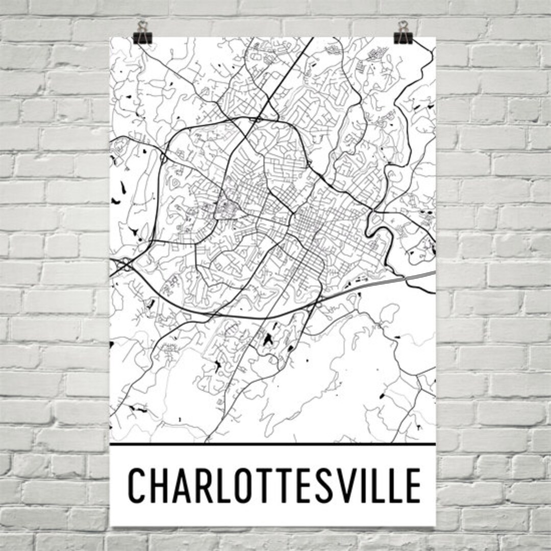 Charlottesville VA Street Map Art Print, Modern City Decor - Etsy