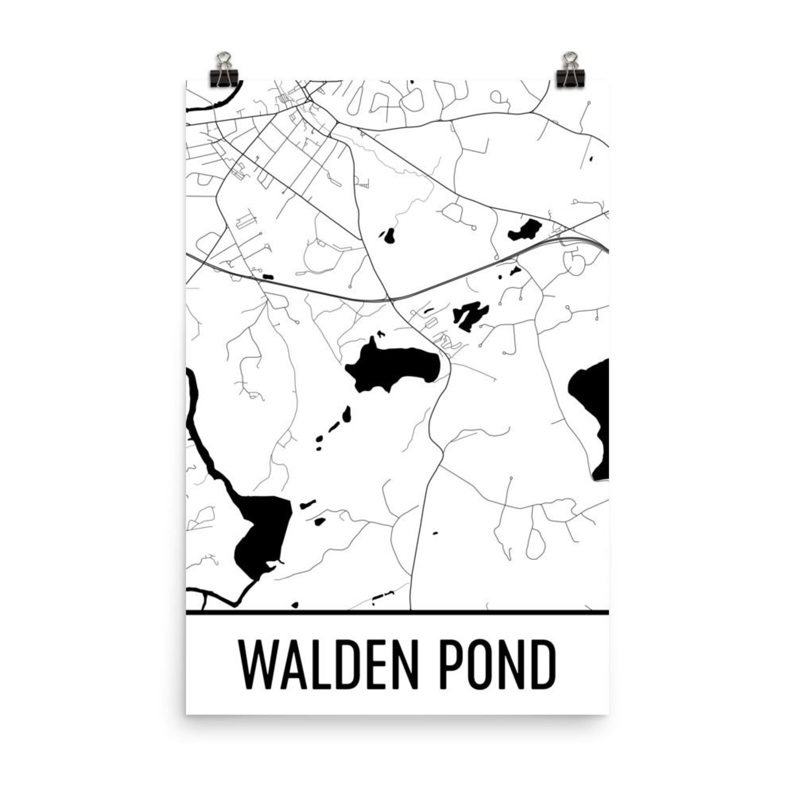 Walden Pond Massachusetts Walden Pond MA Walden Pond Map - Etsy