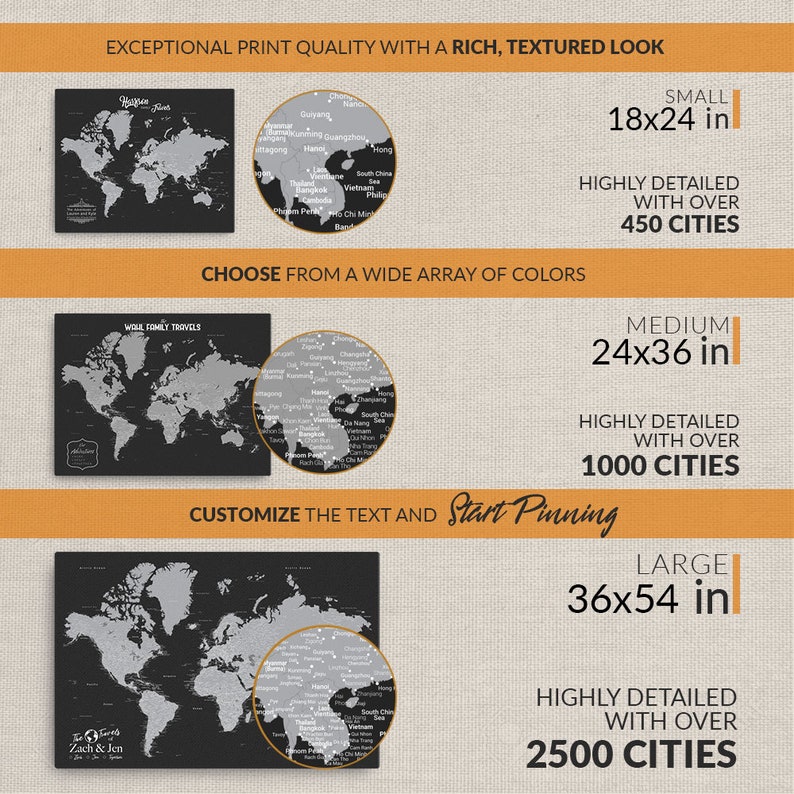 Marking Maps World Map Marking Time Maps Trip Tracking - Etsy