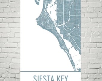 Siesta Key Map Print - Florida Art Poster - Etsy