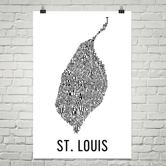 St. Louis Typography Neighborhood Map Art City Print, St. Louis Wall ...