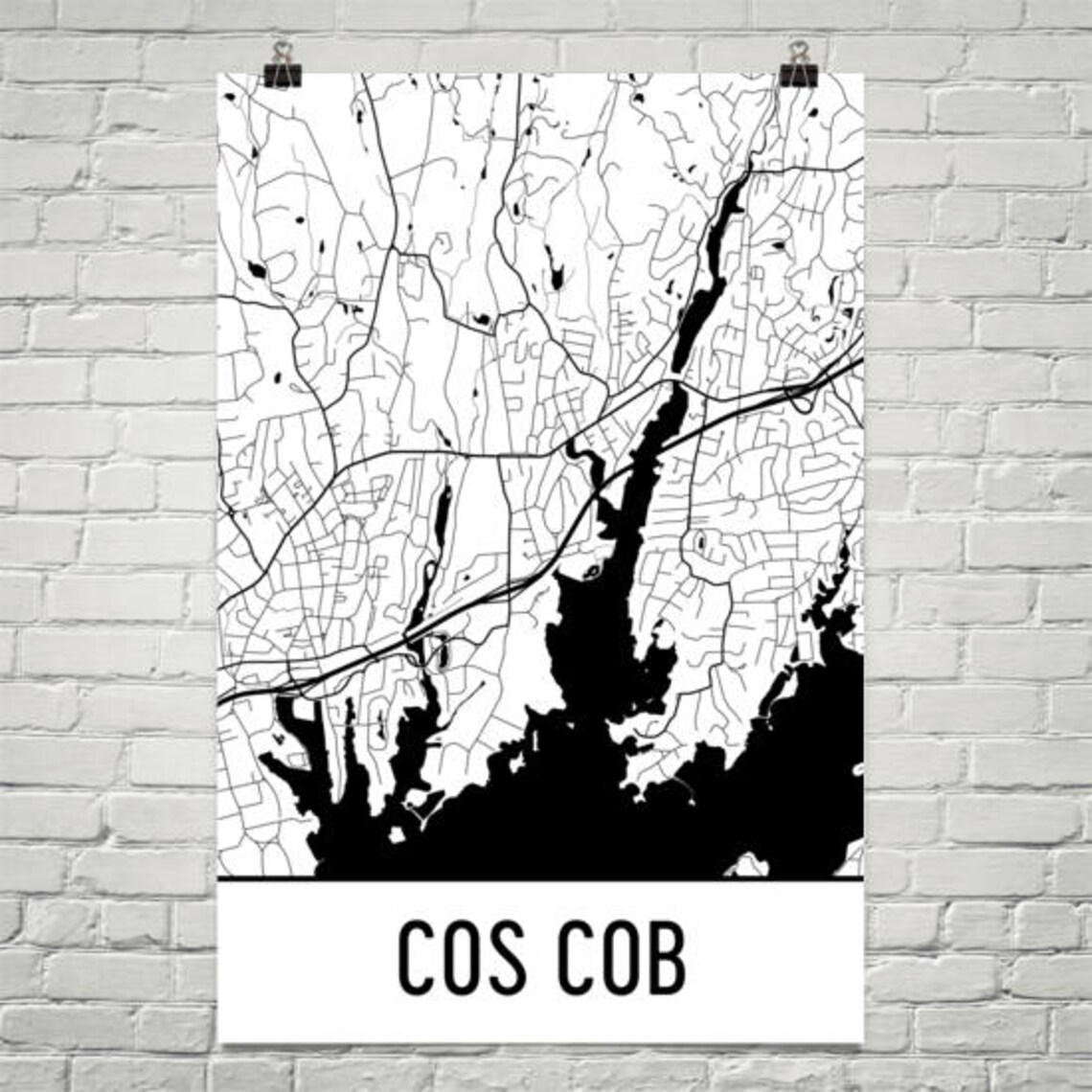Cos Cob Map Cos Cob Art Cos Cob Print Cos Cob CT Poster - Etsy