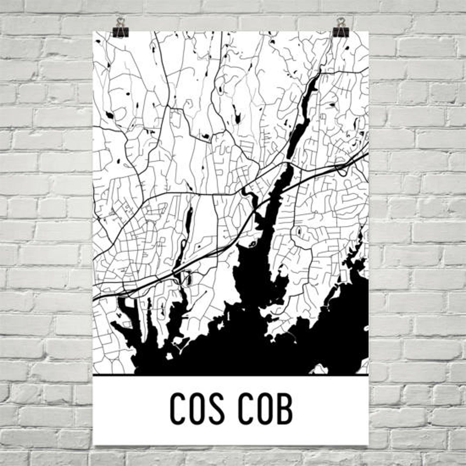 Cos Cob Map Cos Cob Art Cos Cob Print Cos Cob CT Poster - Etsy