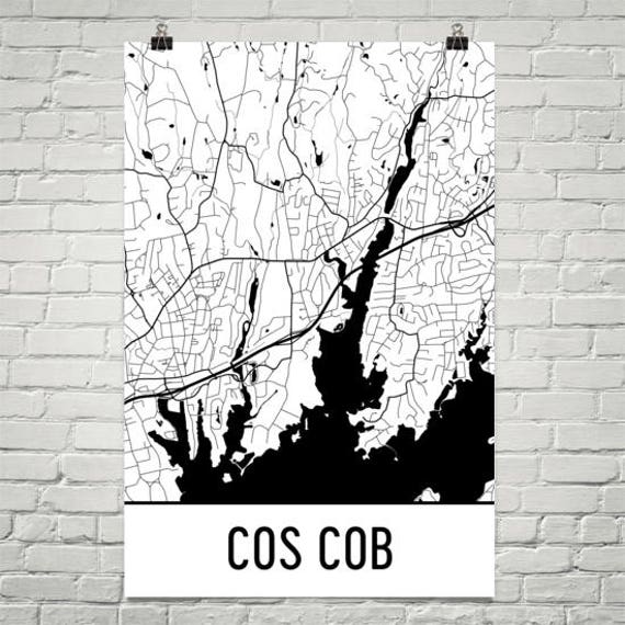 Cos Cob Map Cos Cob Art Cos Cob Print Cos Cob CT Poster | Etsy