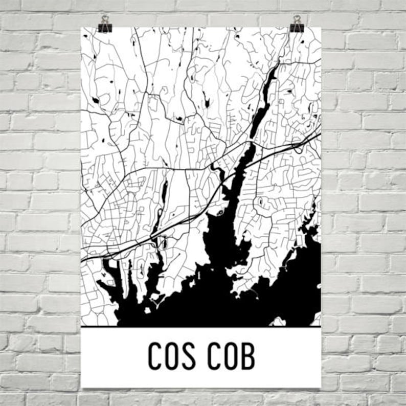 Cos Cob CT Map Print, Modern Street Art Poster - Etsy
