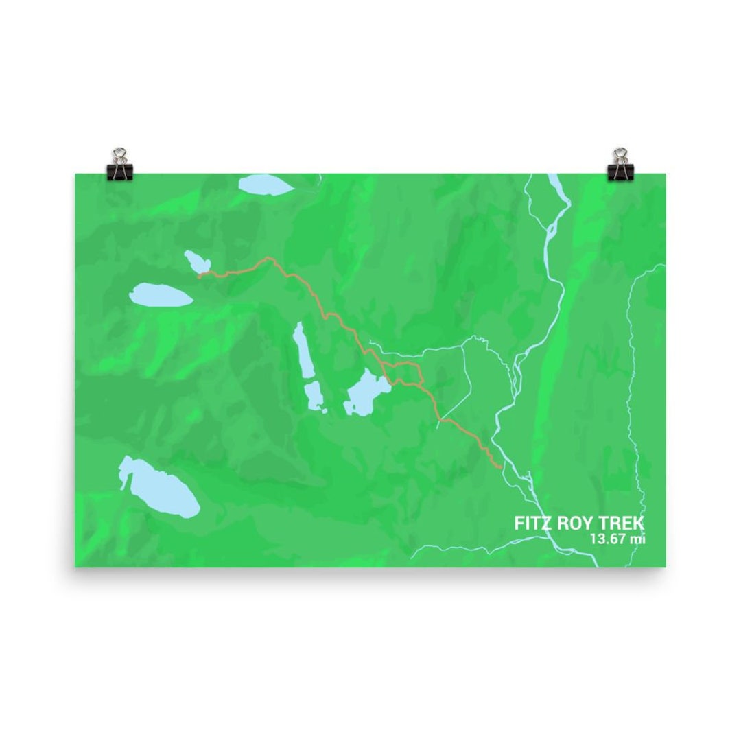 Fitz Roy Trek Map, Mount Fitz Roy Print, Patagonia Argentina Sign, Fitz ...