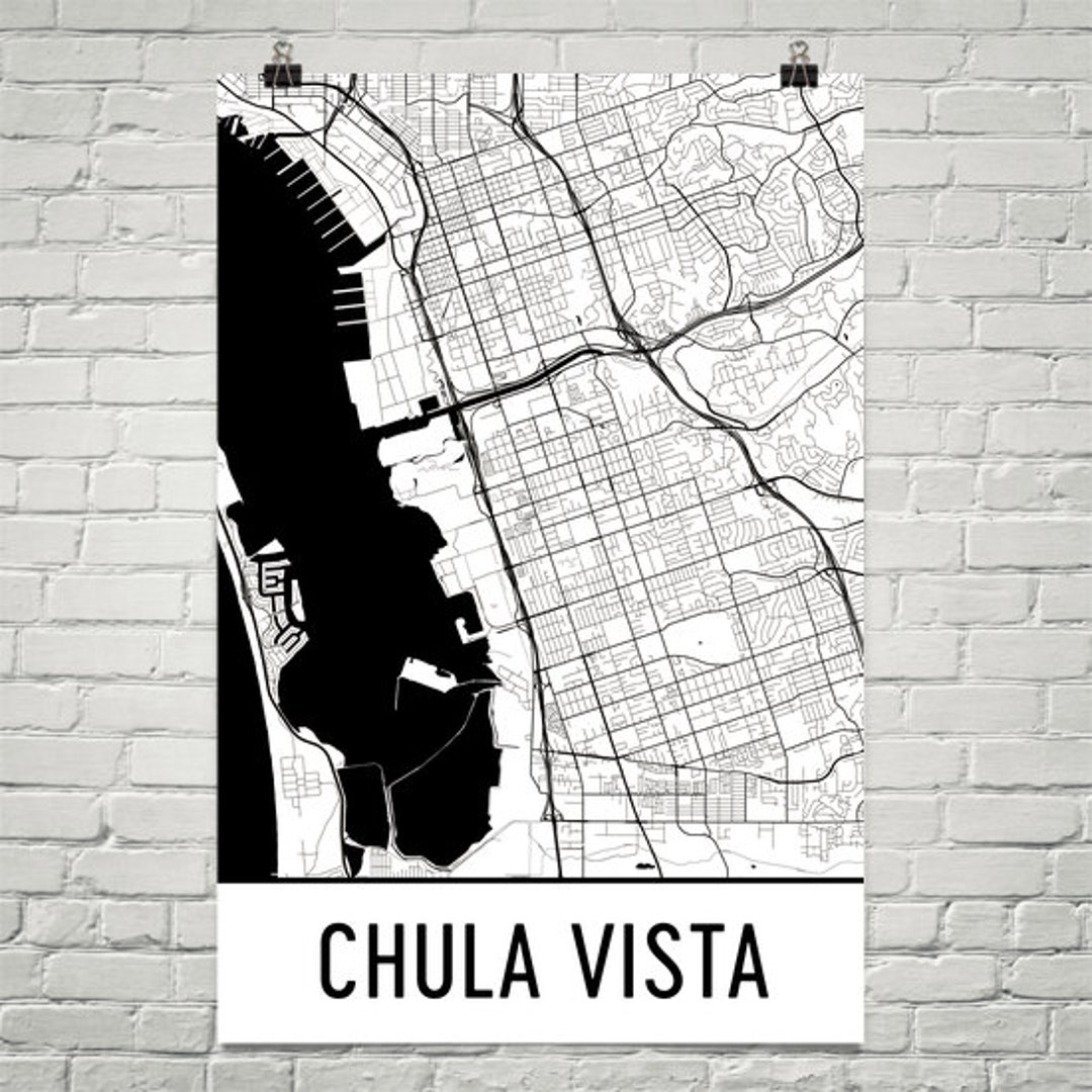 Chula Vista Map, Chula Vista Art, Chula Vista Print, Chula Vista CA ...