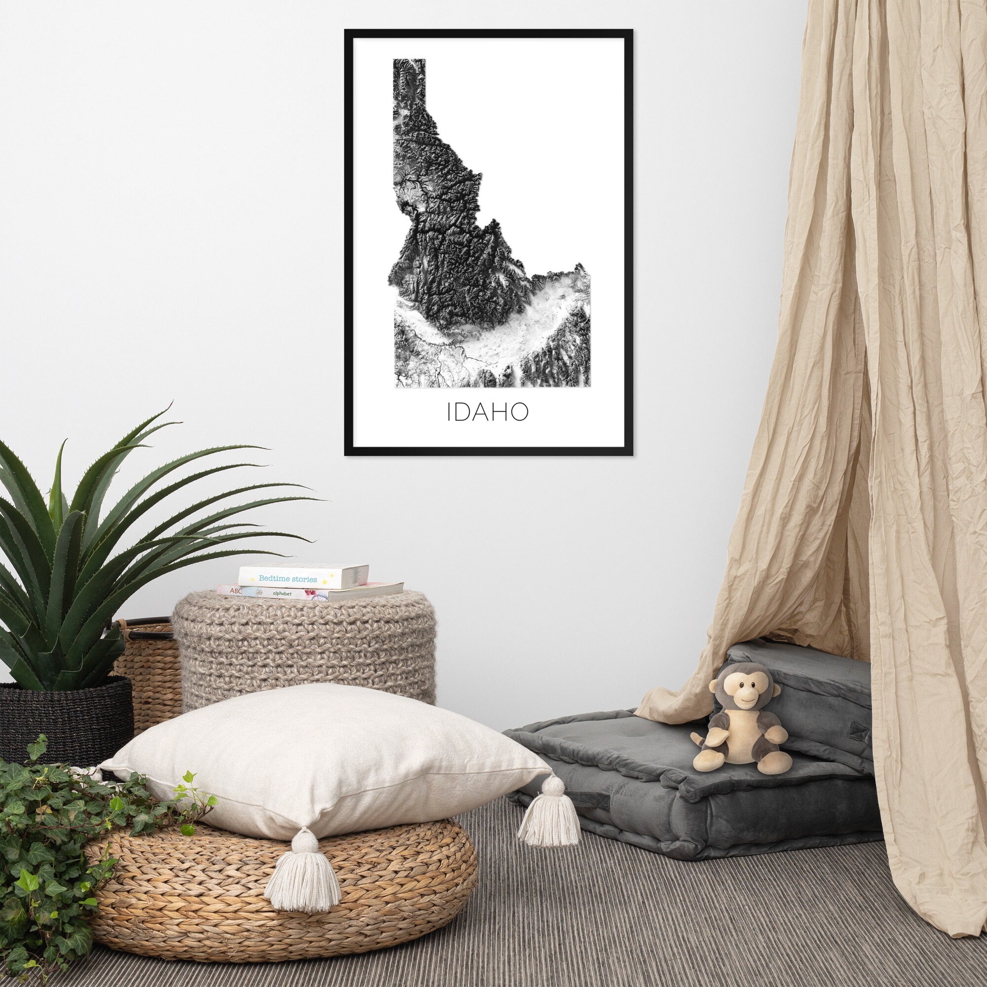 Idaho Topographic Map Map of Idaho ID Map Idaho Decor - Etsy