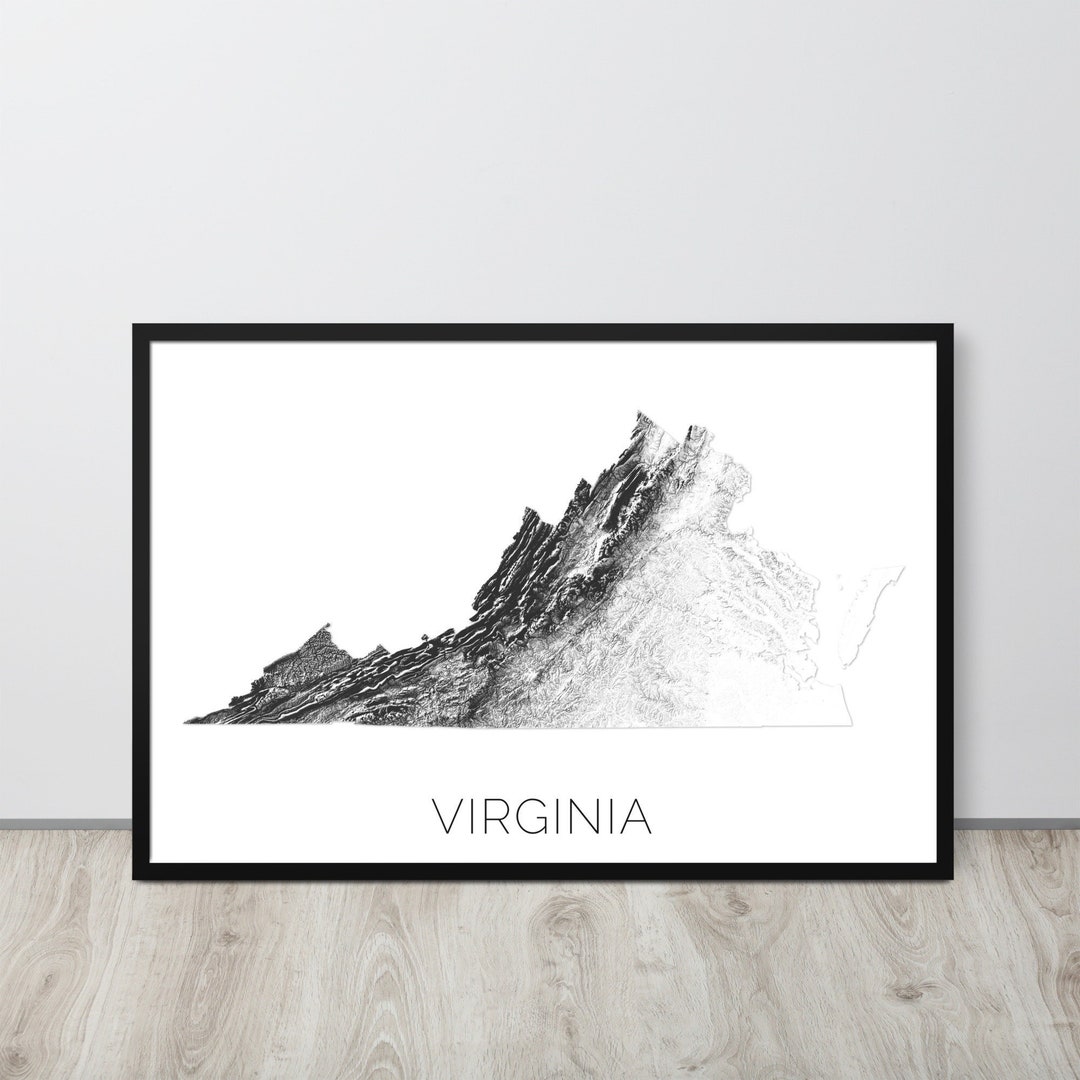 Virginia Topographic Map, Map of Virginia, Virginia Decor, Virginia ...