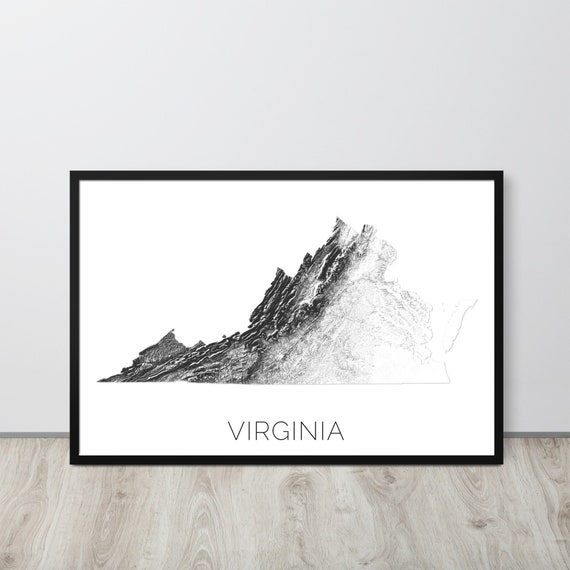 Virginia Topographic Map Map of Virginia Virginia Decor | Etsy