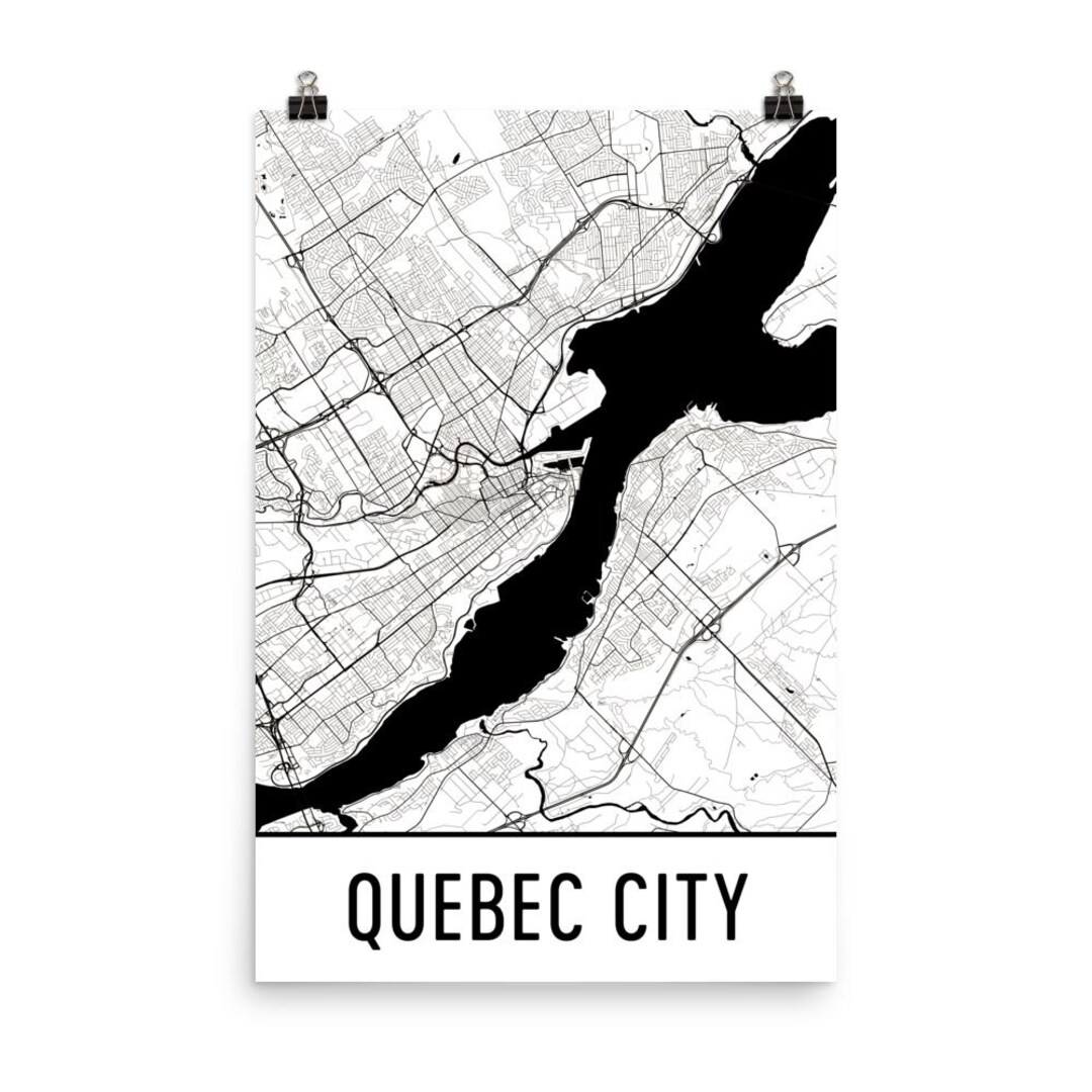 Quebec City Map, Quebec City Art, Quebec City Print, Quebec City QC ...