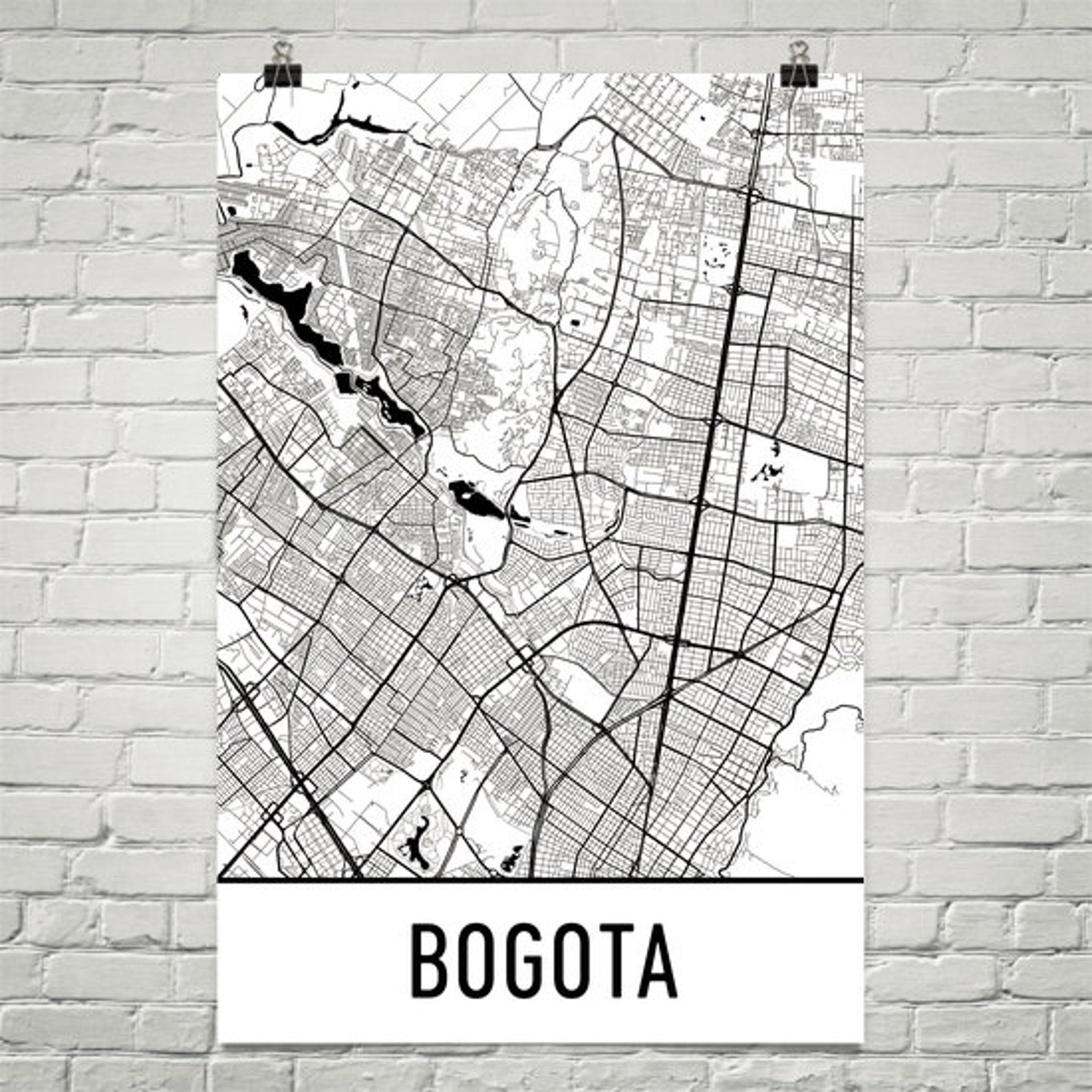 Bogota Map Bogota Art Bogota Print Bogota Colombia Poster - Etsy