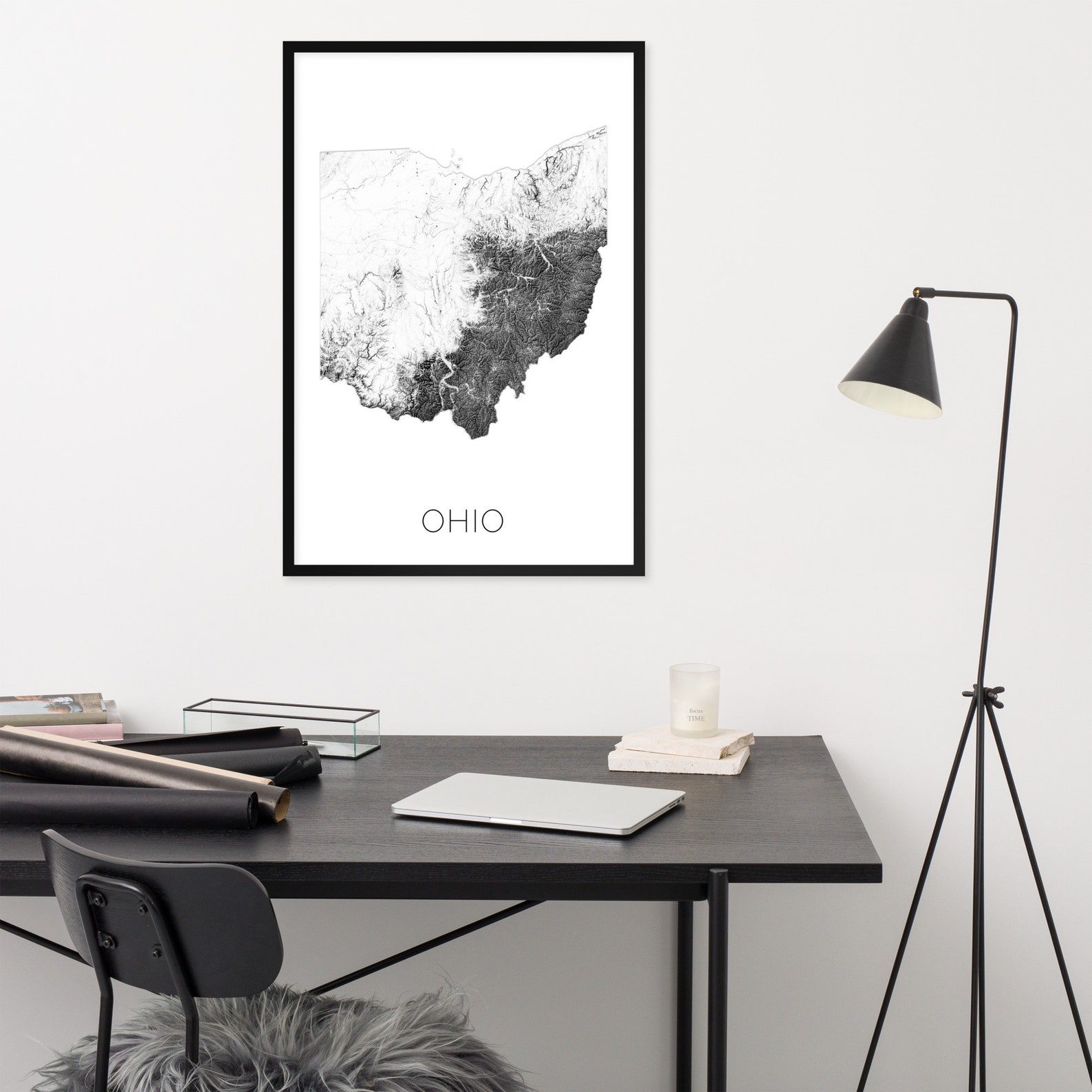 Ohio Topographic Map Map of Ohio Ohio Decor Ohio Wall Map - Etsy