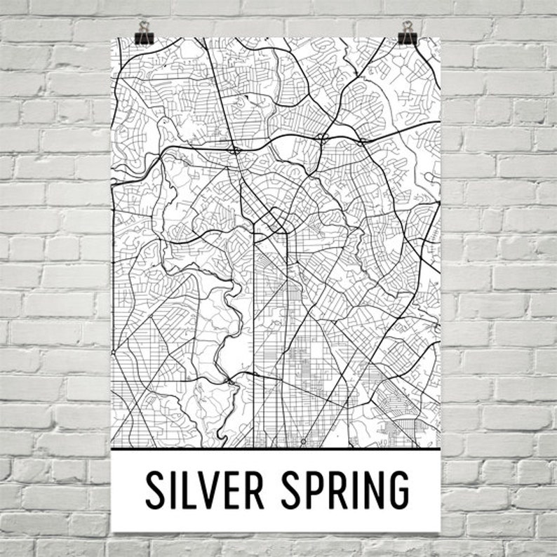 Silver Spring Silver Spring Map Silver Spring Art Print | Etsy