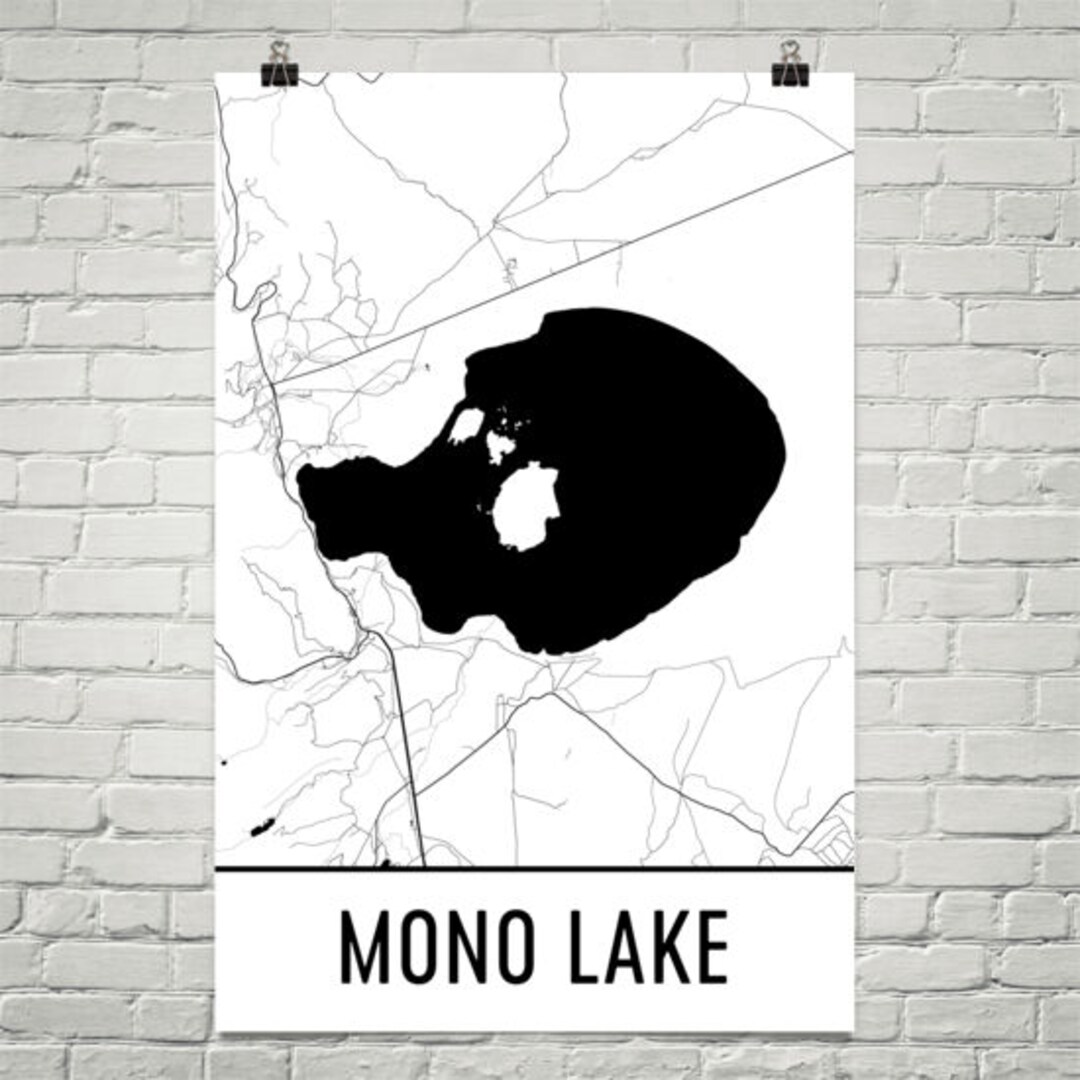 Mono Lake California Map Art Print, Minimalist Lake Decor - Etsy