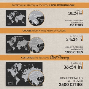 Personalized Framed World Map, World Map Wall, Map to Show Travels ...